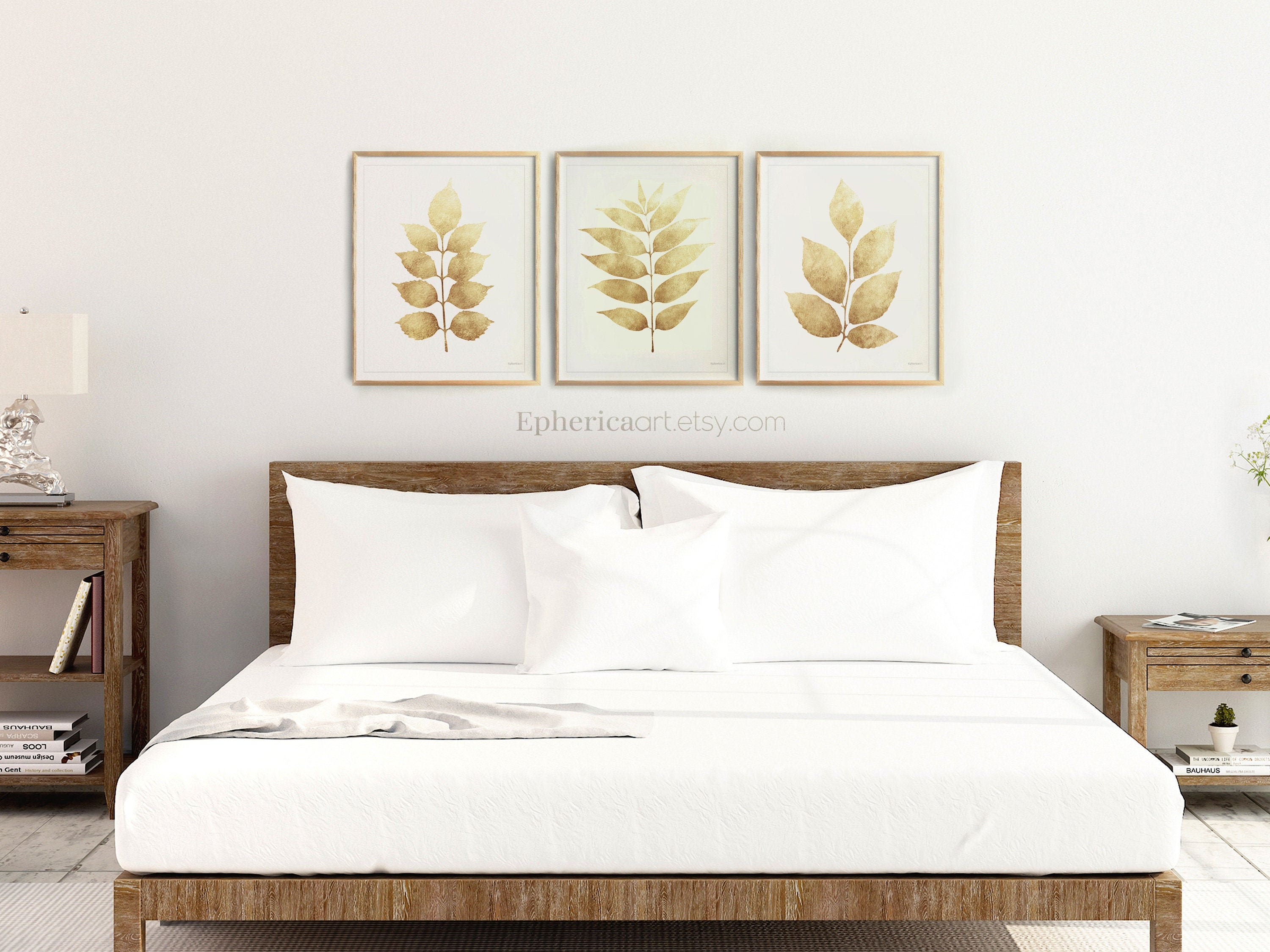 Master Bedroom Wall Art Above Bed Print Set Of 3 Beige Etsy