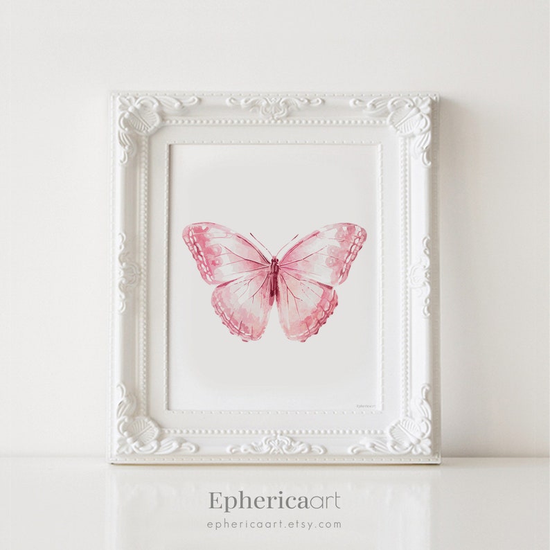 Light Pink Butterfly Wall Decor Pale Pink Baby Girl Art - Etsy