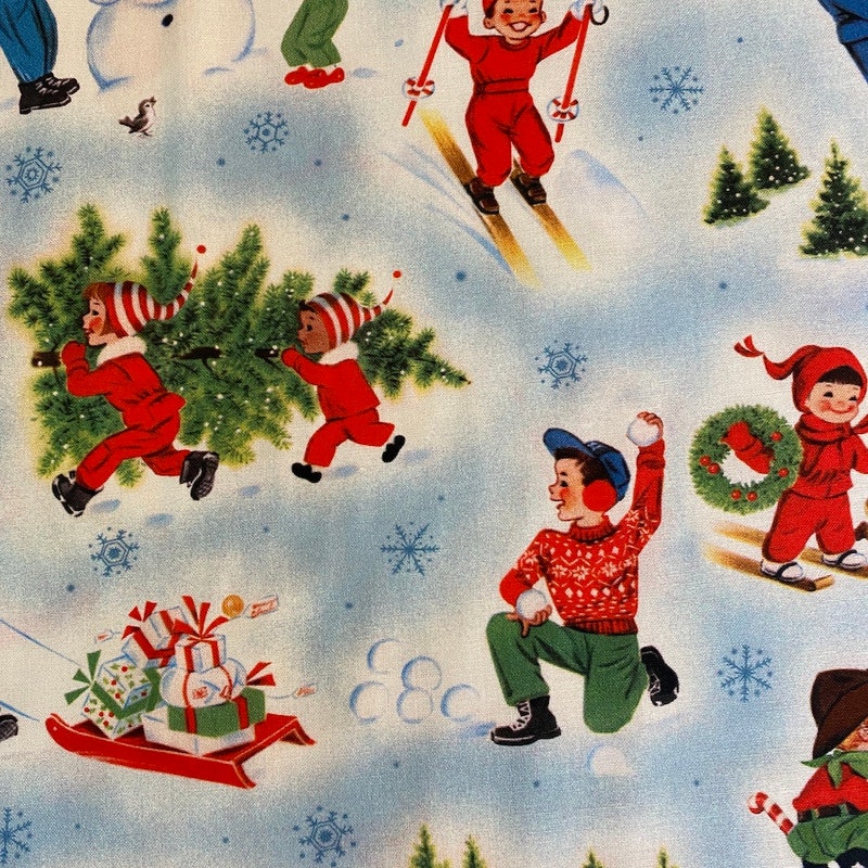 Retro Christmas Fabric - Etsy