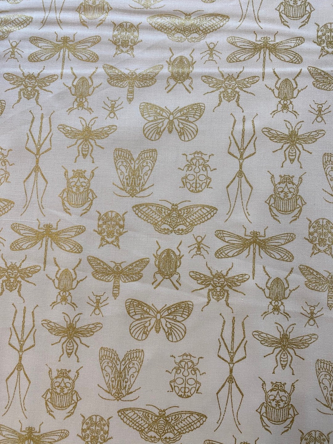 Meadowmere by Gingiber for Moda Fabrics in Cloud Large Bugs in Gold ...