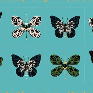 Tiger Fly Panel Turquoise 13M by Sarah Watts for Ruby Star - Etsy
