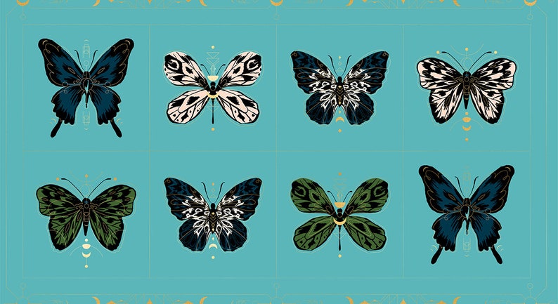 Tiger Fly Panel Turquoise 13M by Sarah Watts for Ruby Star - Etsy