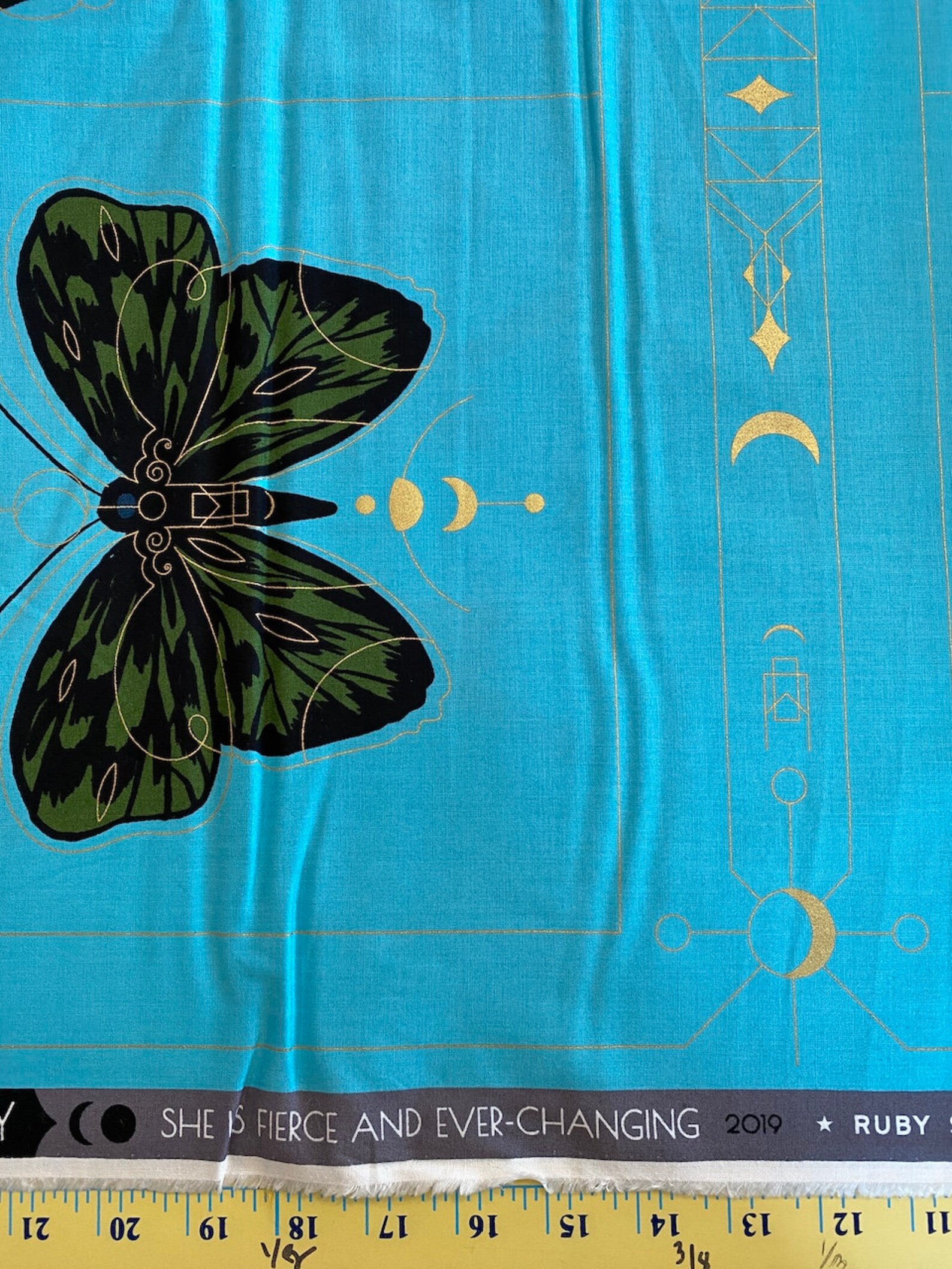 Tiger Fly Panel Turquoise 13M by Sarah Watts for Ruby Star - Etsy