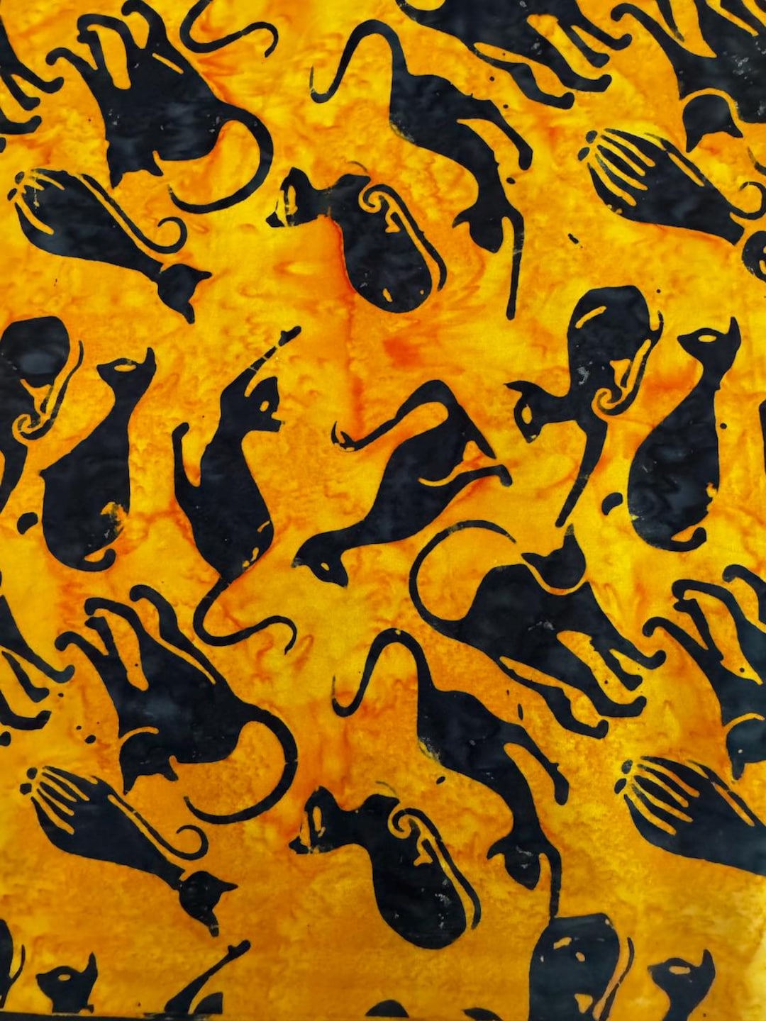 Black Cats on Batik by Lenore for Anthology Fabrics - Etsy