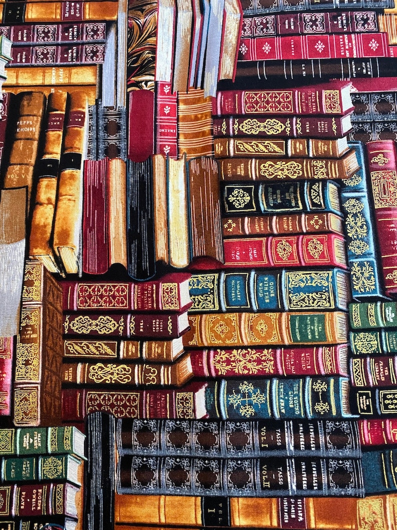 Metallic Book Cover Fabric From Timeless Treasures Fabrics - Etsy
