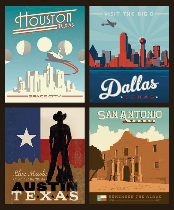 Destinations Texas Panel From Riley Blake Fabrics | Etsy