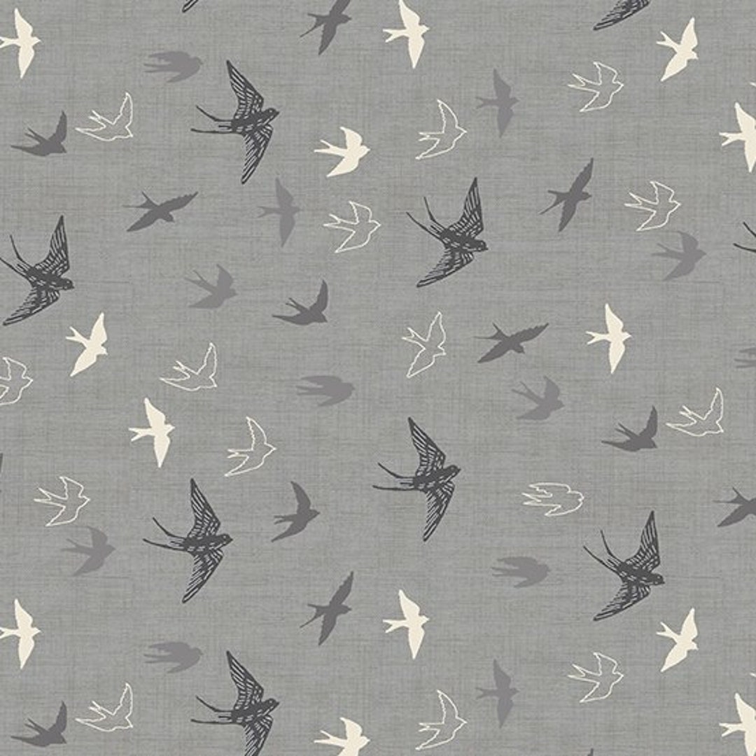 Gray Swallows From Hedgerow by Makower Fabrics - Etsy