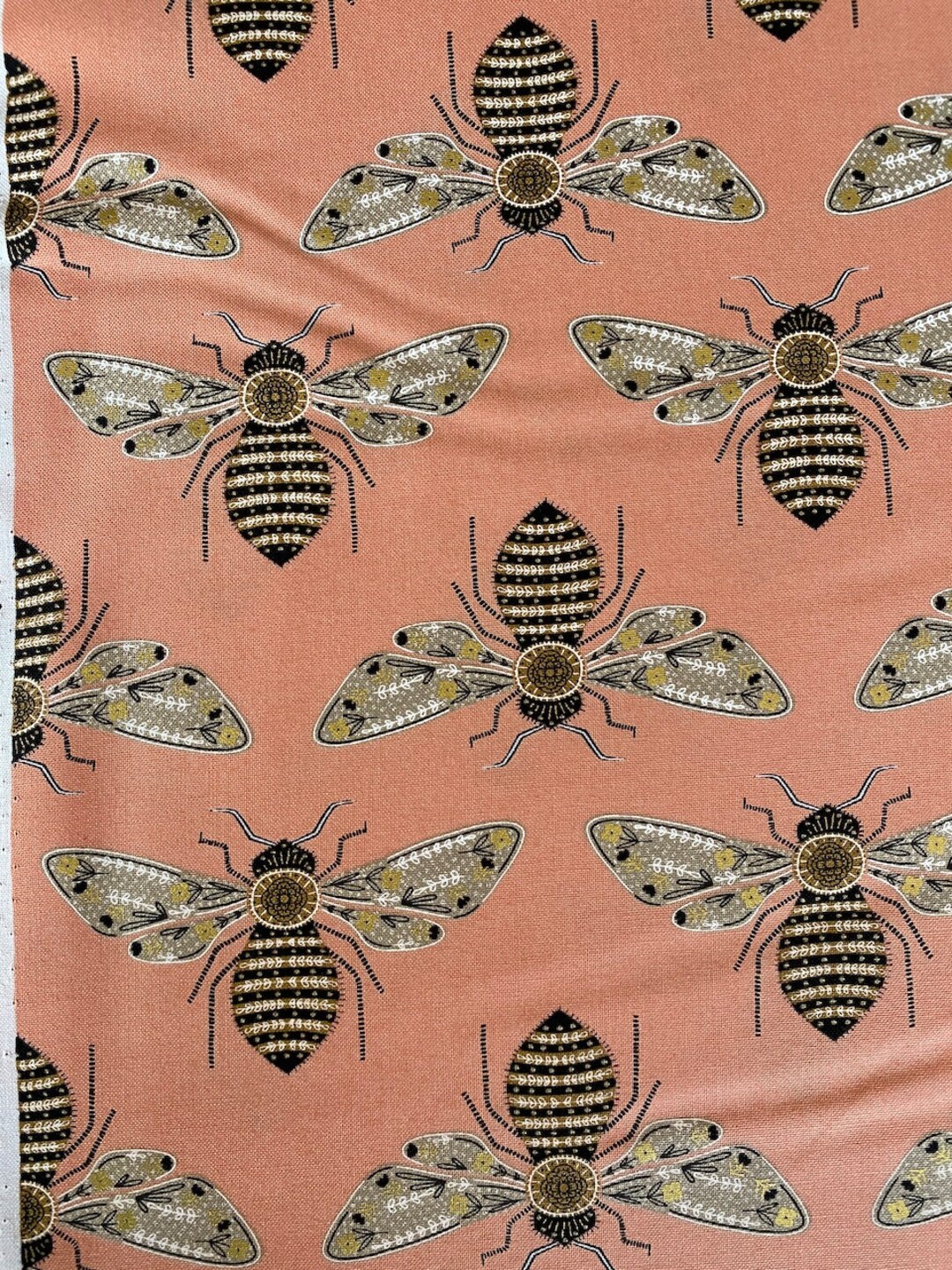 Meadowmere by Gingiber for Moda Fabrics in Blossom Large Bees Gold ...