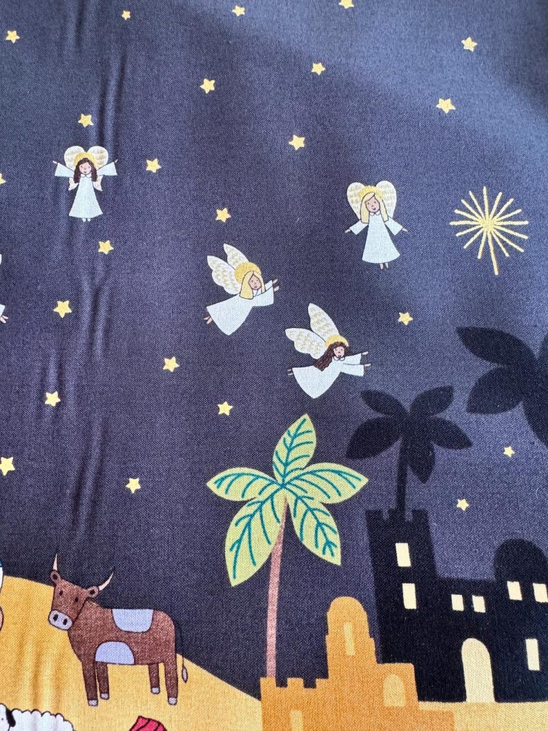 Away in a Manger by Lewis and Irene Double Edge Border Print on Black ...