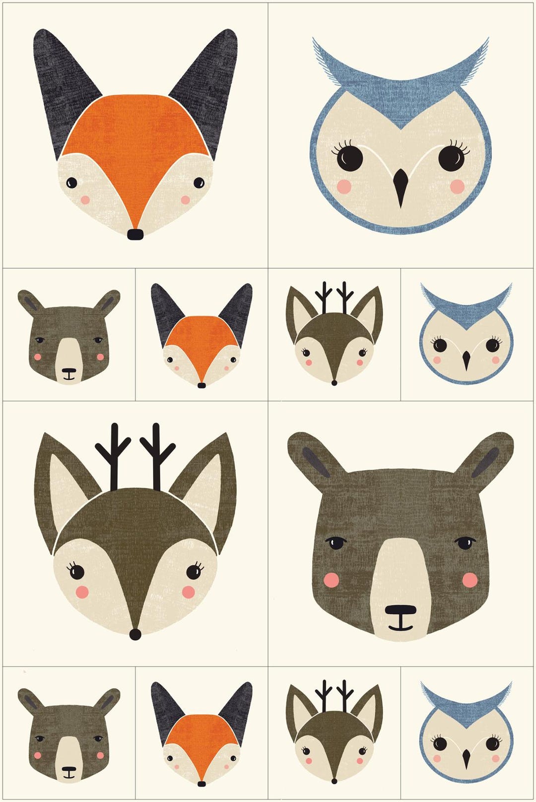 Woodland Wonder Panel - Animal Faces by Gingiber for Moda Fabrics - Etsy
