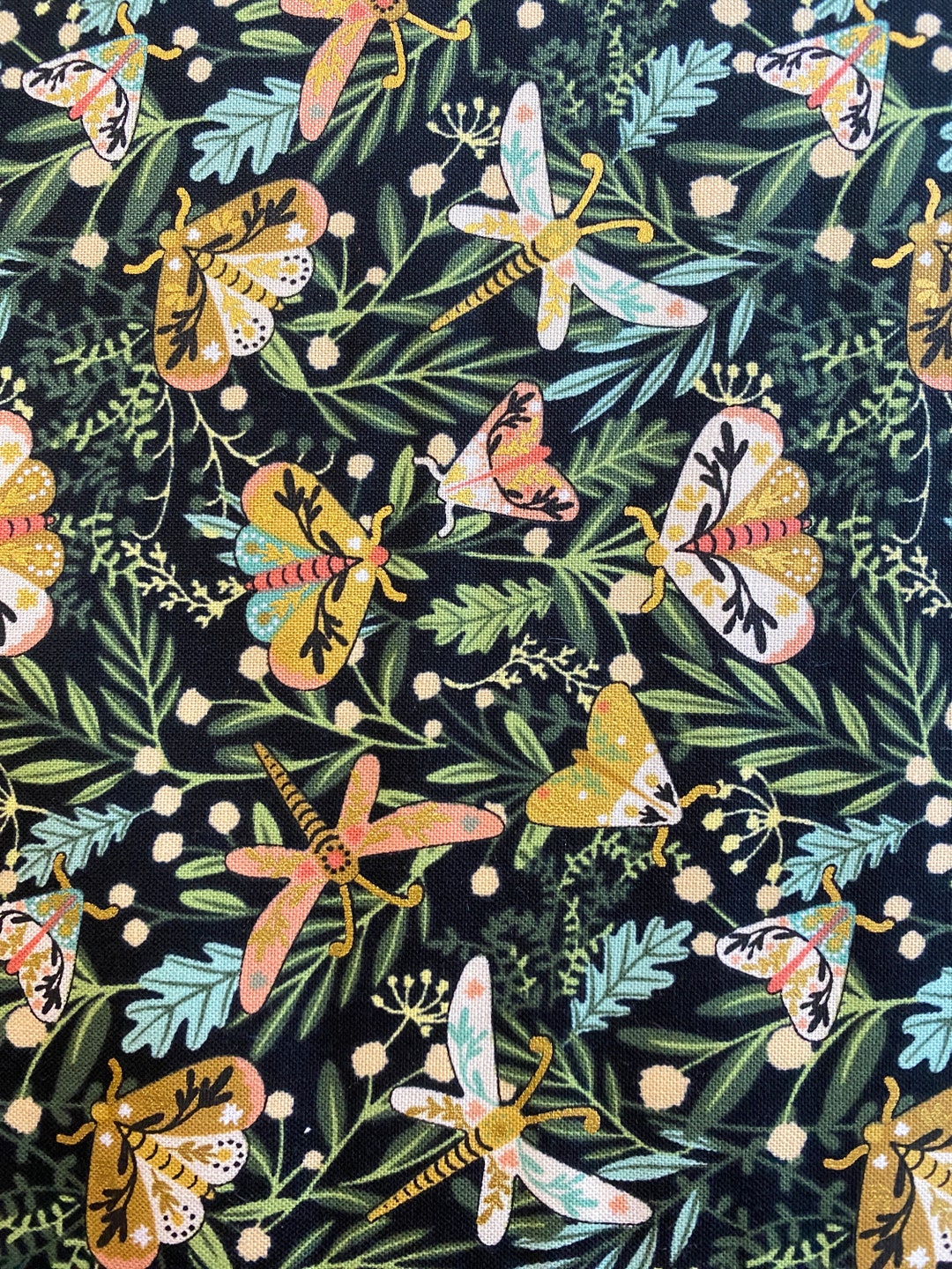 Dreamland Moth Metallic Fabric From Myth and Dream for RJR Fabrics by ...