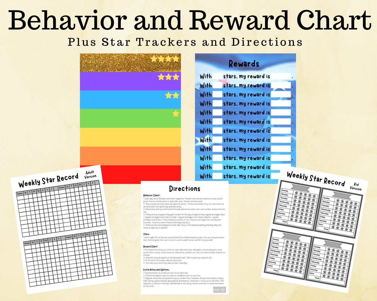 Behavior and Reward Chart for Kids to Use Daily at Home Easy, Fun, and ...