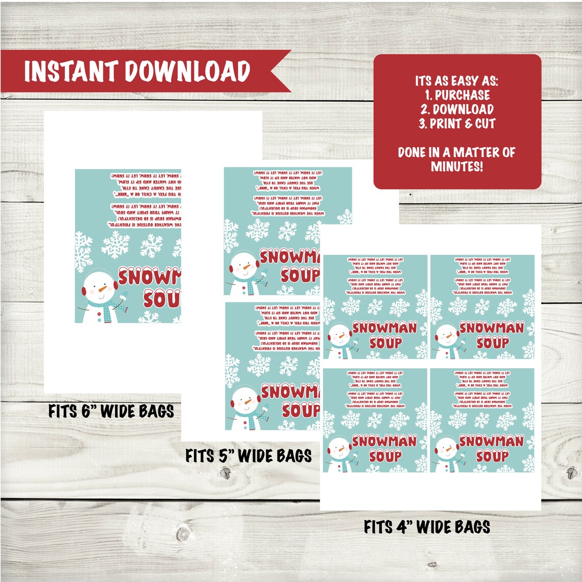 Snowman Soup Bag Toppers//snowman Soup Tags for Treat | Etsy