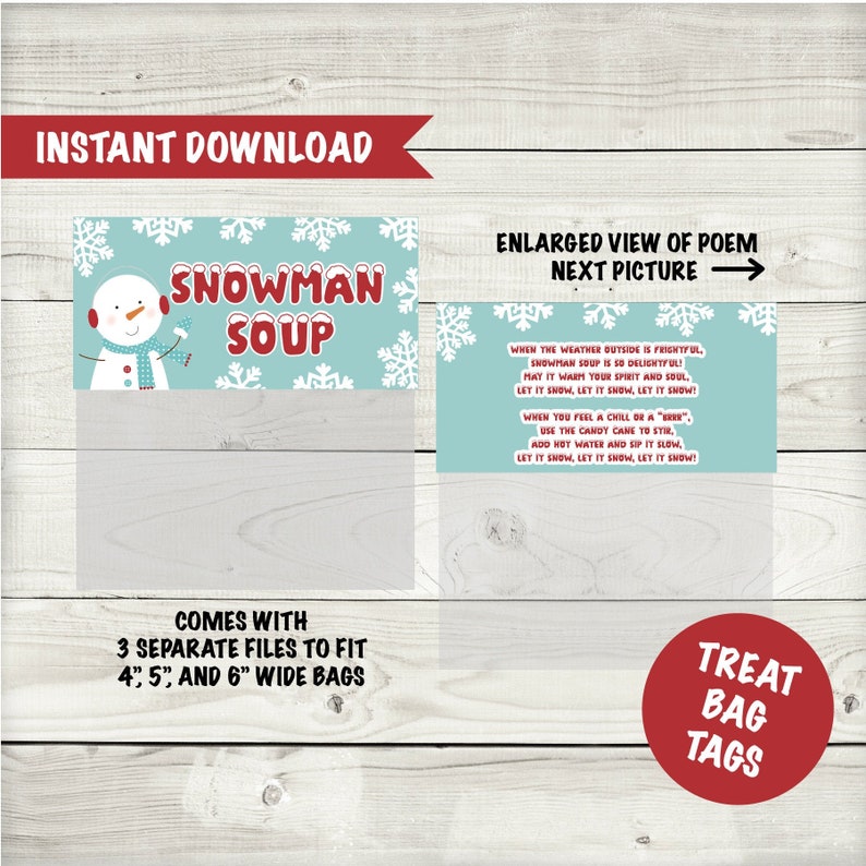 Snowman Soup Bag Toppers//snowman Soup Tags for Treat - Etsy