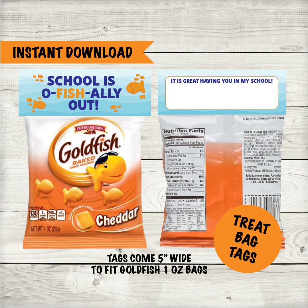 End of the Year Treat Bag Tags//goldfish Summer Treat Bag Tags//school ...