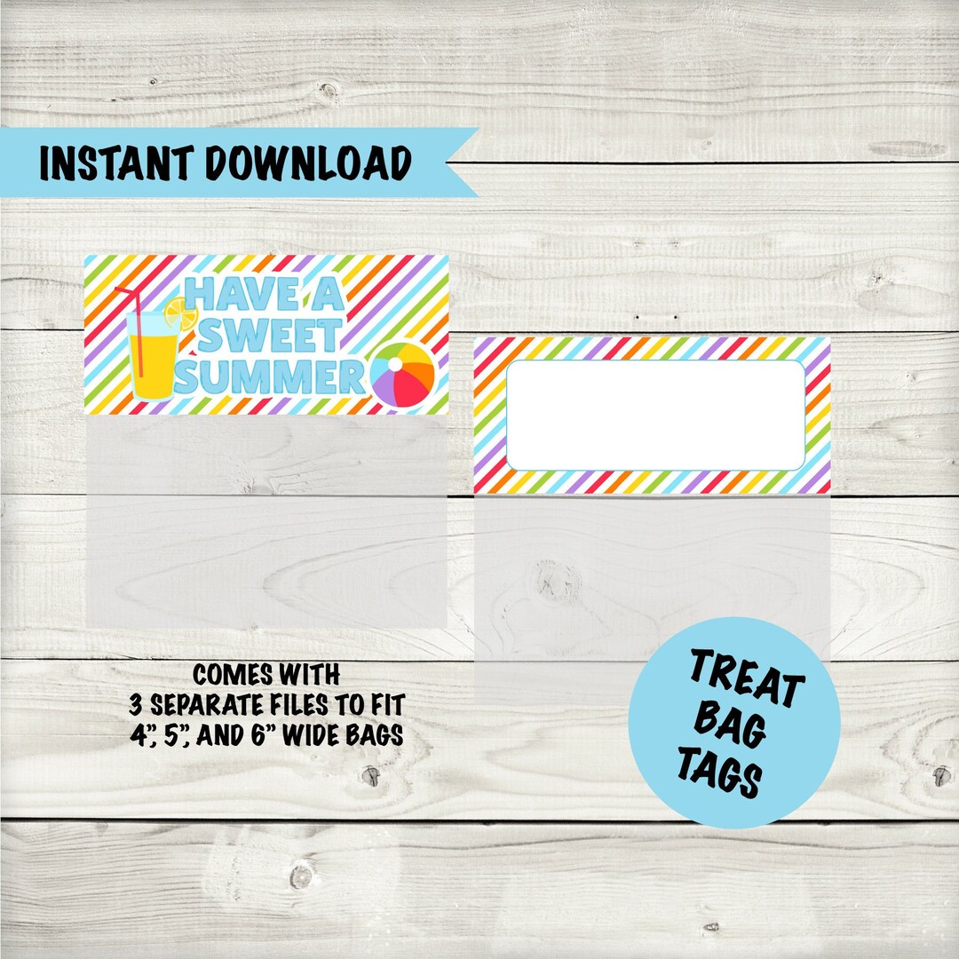 End of the Year Treat Bag Tags//summer Treat Bag Tags//have A Sweet ...