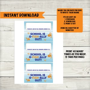 End of the Year Treat Bag Tags//goldfish Summer Treat Bag Tags//school ...