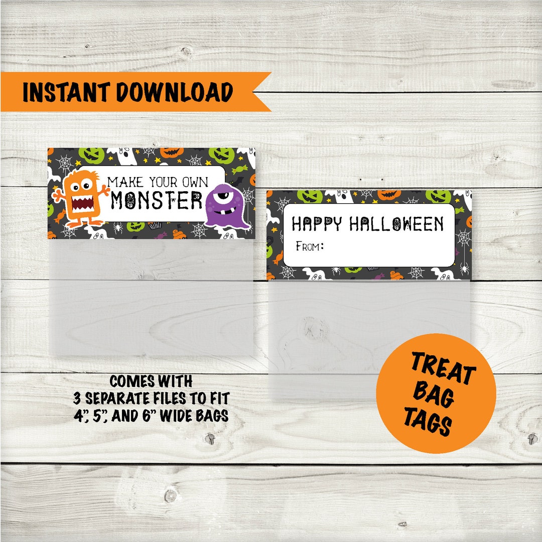 Make Your Own Monster Tags for Treat Bags//instant Download for ...