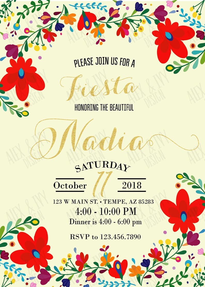 Floral Fiesta Invitation Printable- Digital File - Etsy
