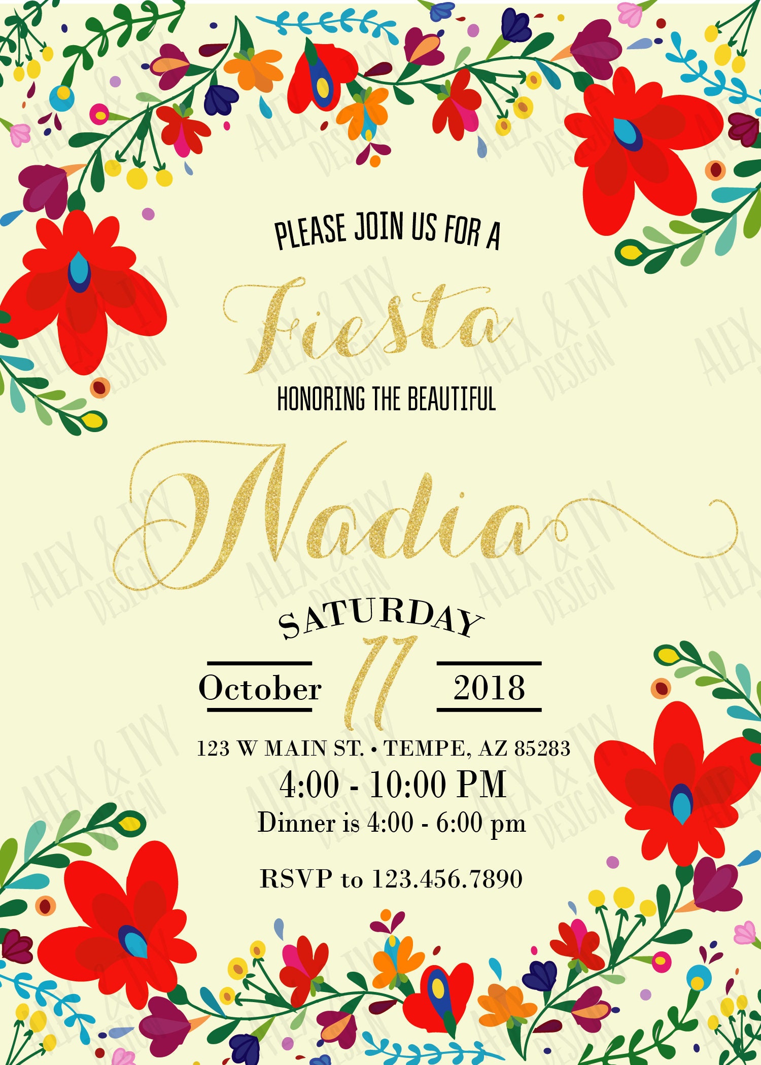 Floral Fiesta Invitation Printable- Digital File - Etsy