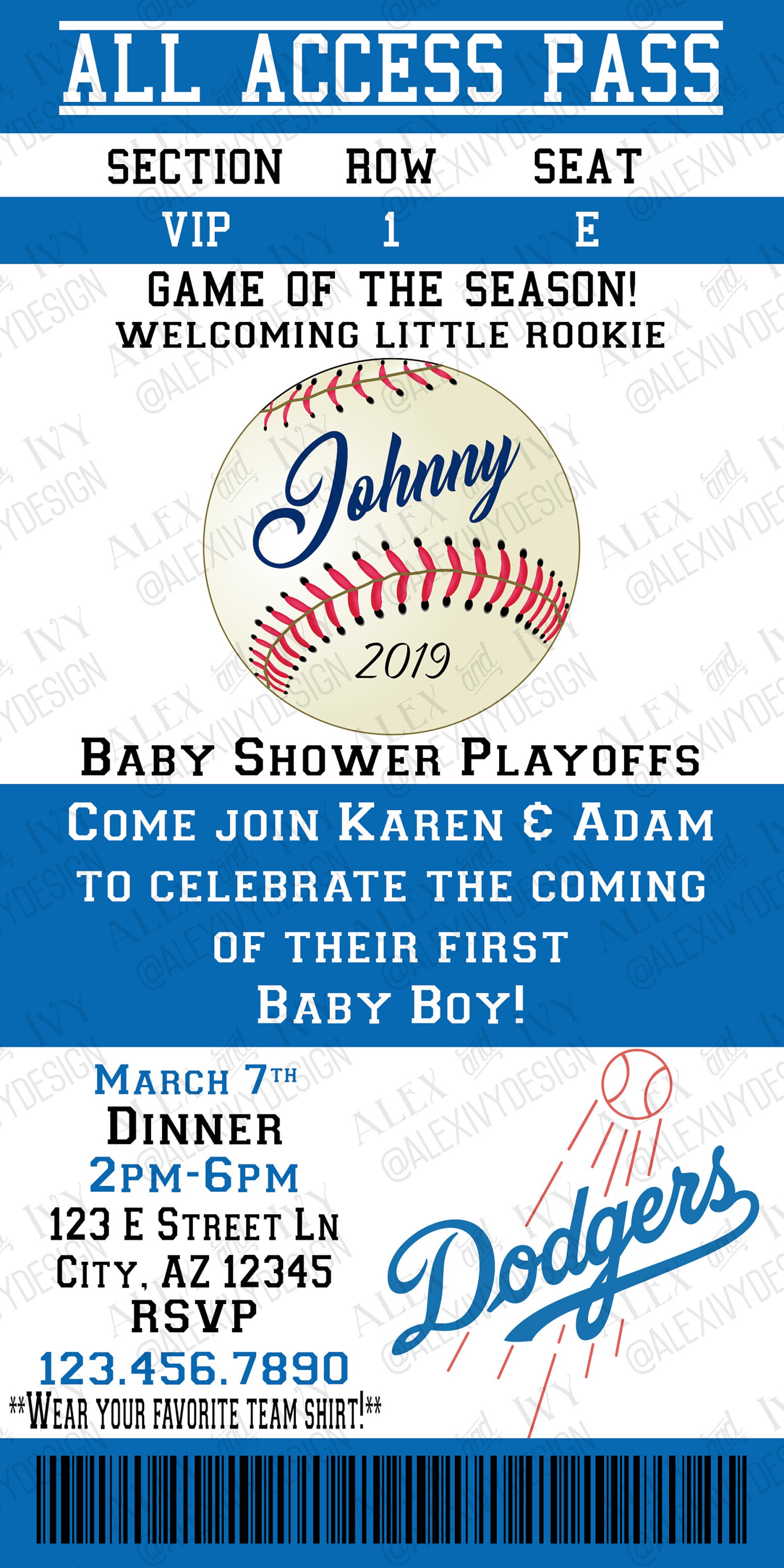 Dodger All-access Baseball Babyshower Invite DIY Printable - Etsy