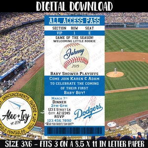 Dodger All-access Baseball Babyshower Invite DIY Printable - Etsy