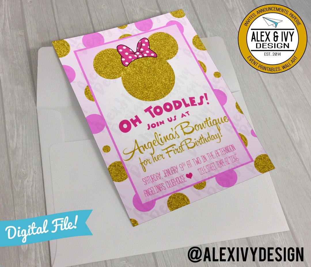 Glitter Minnie Mouse Invitation - DIY Digital File - Etsy