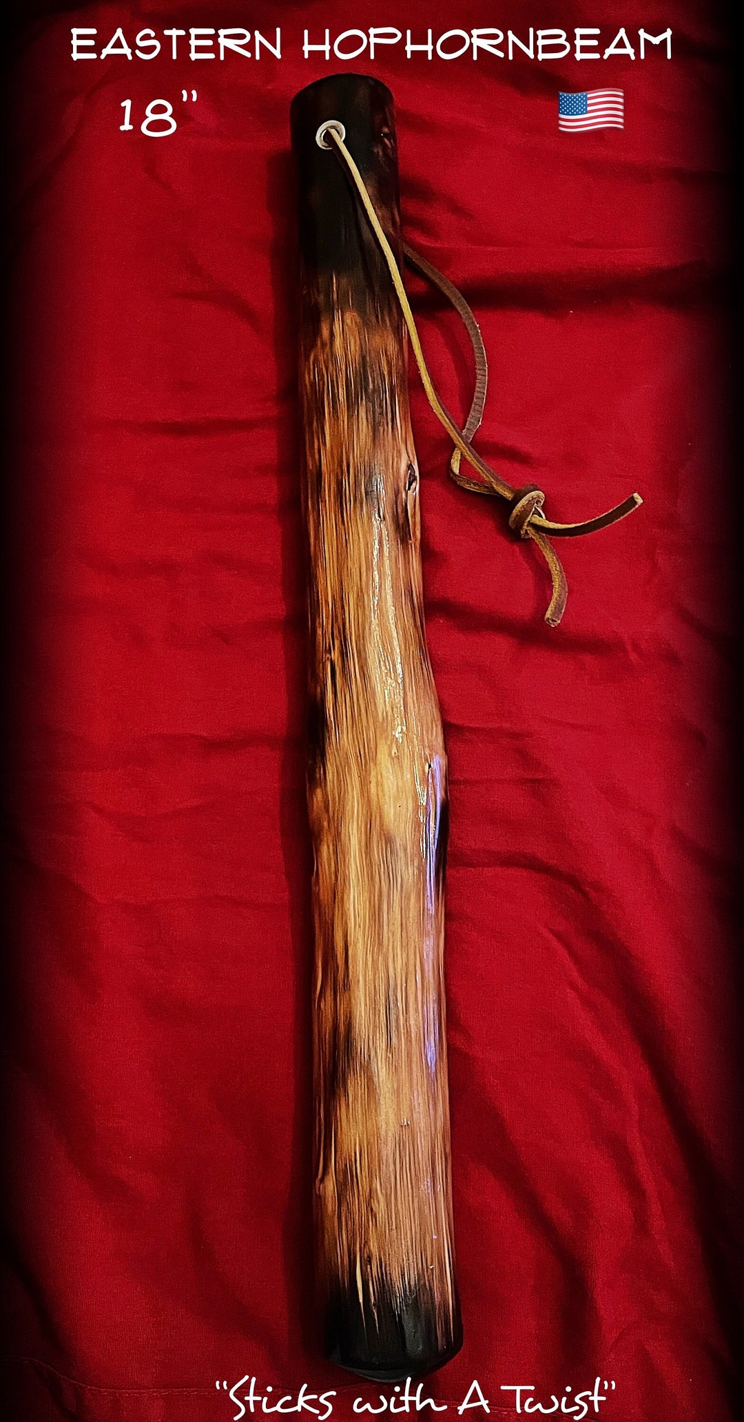18 EASTERN HOPHORNBEAM Stick With Leather Strap Handmade & Finished USA ...