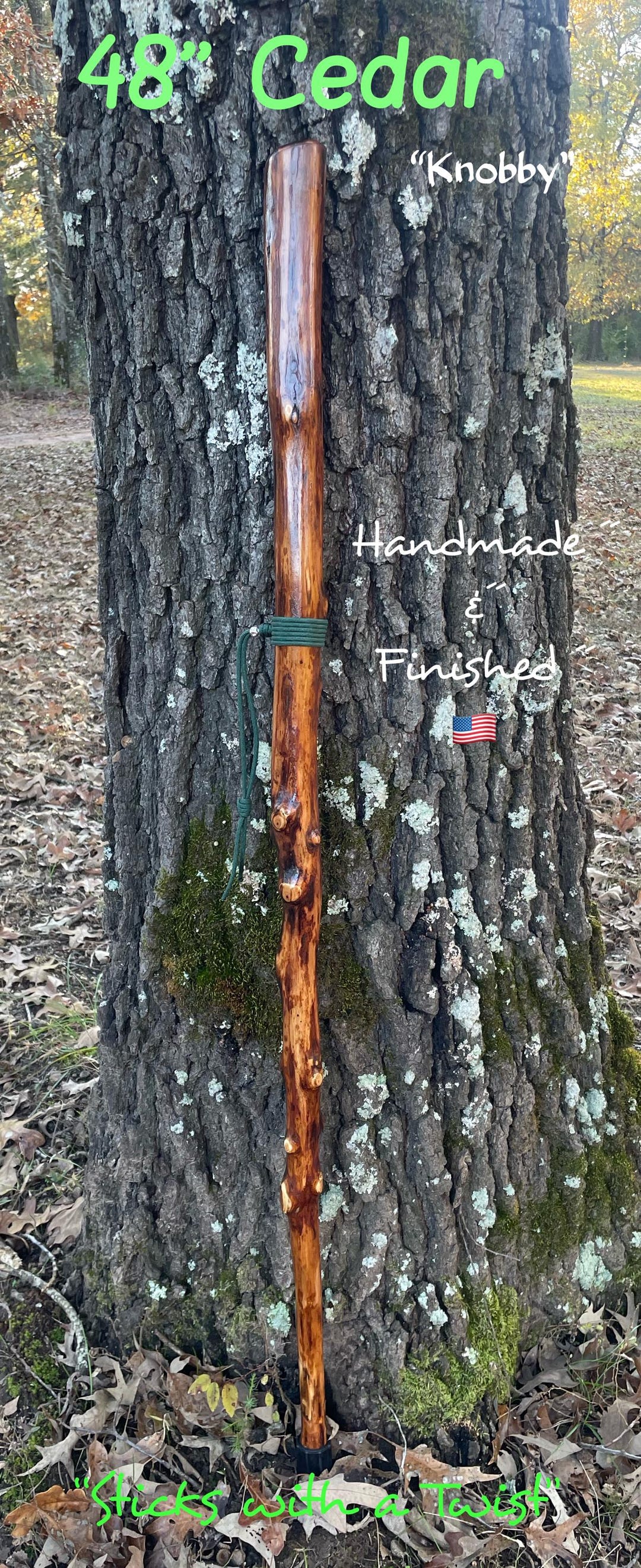 48” CEDAR Walking Stick Handmade & Finished USA - Etsy