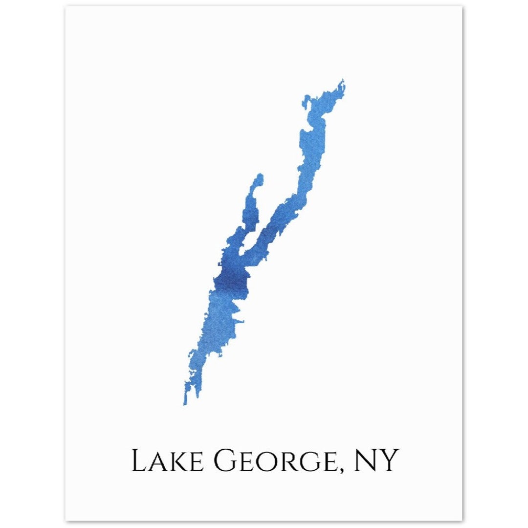 Lake George NY Map, New York, Watercolor Painting, Boathouse Lakehouse ...