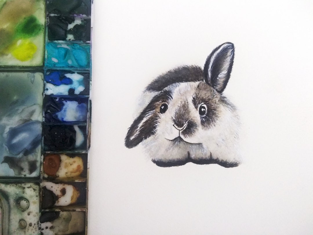 Custom Rabbit Portraits From Photo, Realistic Mammal Pet Portrait ...