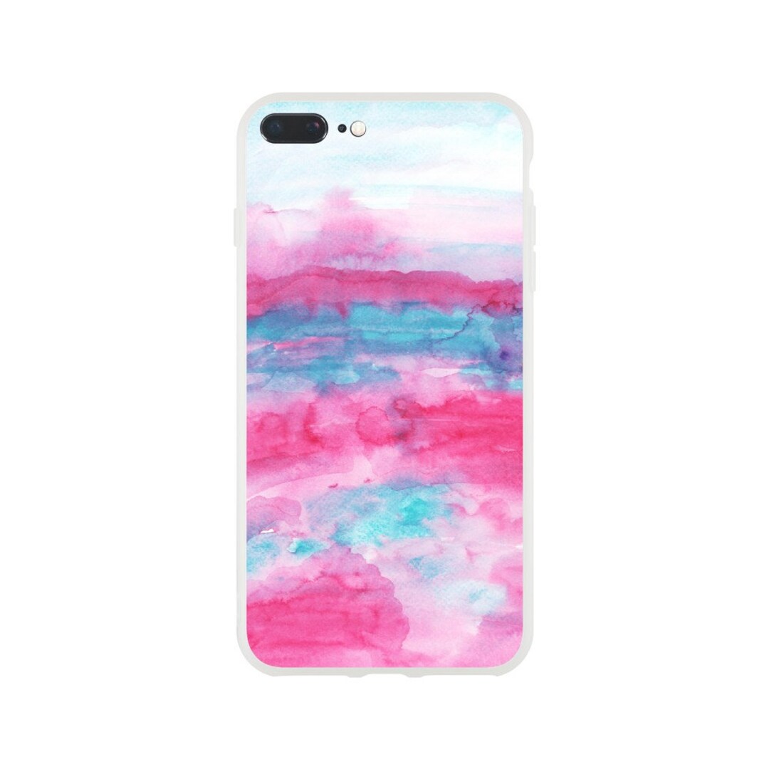 Pink and Blue Watercolor Design Flexi Phone Case, Colorful Watercolour ...