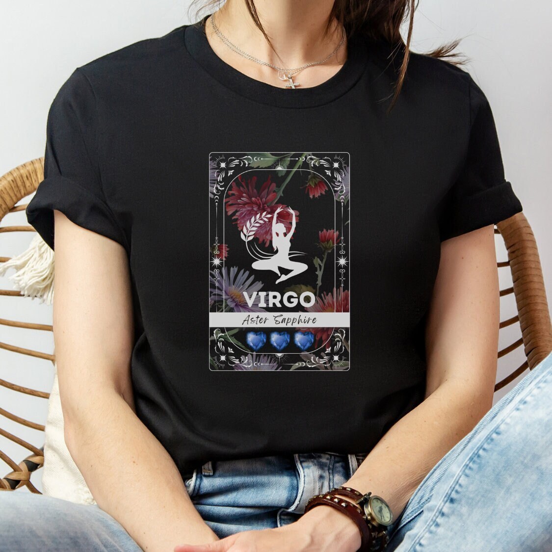 Virgo Birthday Shirt, Birth Month Shirt, Aster Sapphire Shirt, September Shirt, Birthstone ...