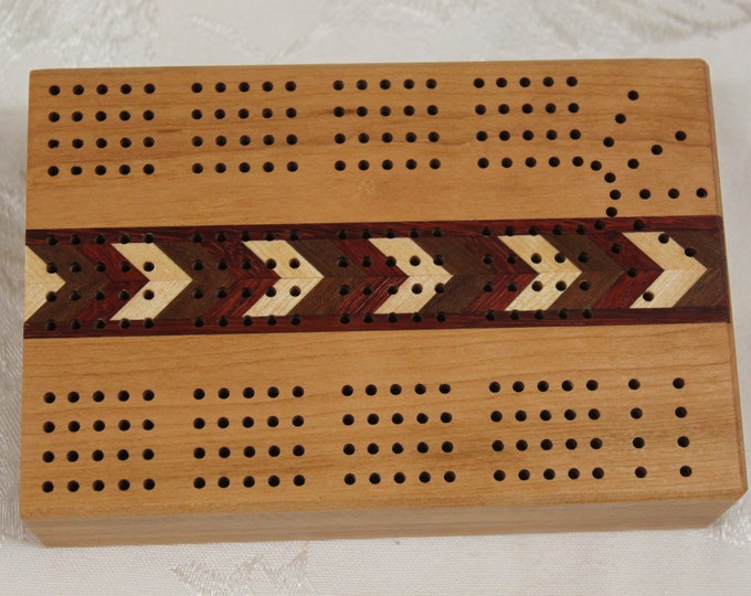 4 Player Folding Travel Cribbage Board With Inlays Four Player Cribbage ...