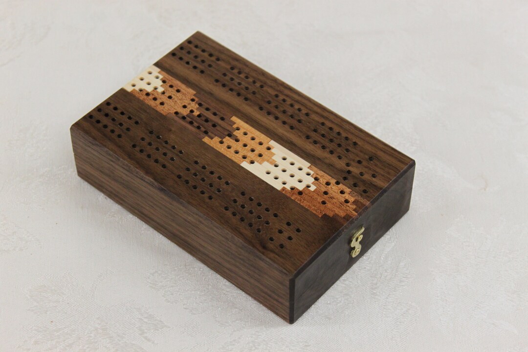 3 Player Folding Travel Cribbage Board With Inlays, Three Player ...