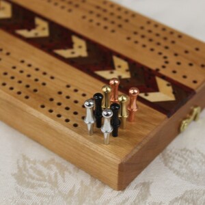 4 Player Folding Travel Cribbage Board With Inlays Four Player Cribbage ...