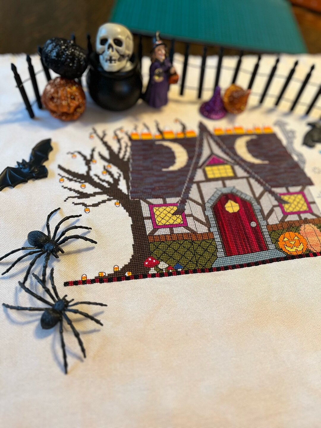 Candy Corn Cottage Cross Stitch - Etsy