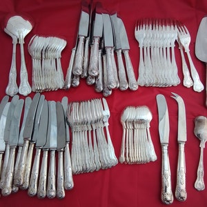 Vintage 78 Piece Silver Plated Kings Pattern Dessert Canteen Cutlery ...