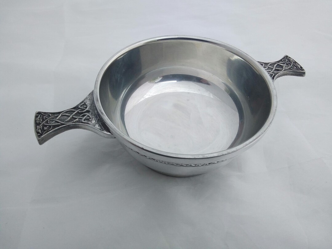 Large Vintage Pewter Quaich With Celtic Design - Etsy