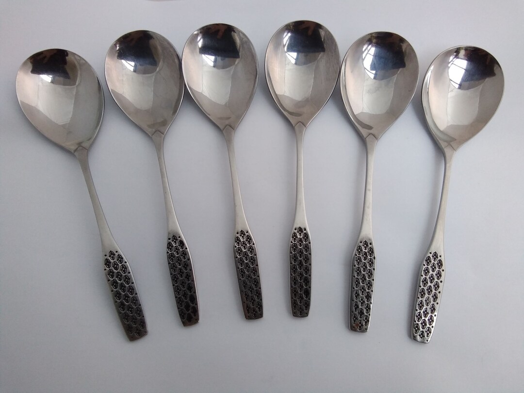 Rare Vintage Set of 6 Viners Stainless Steel Shape Fruit Spoons ...