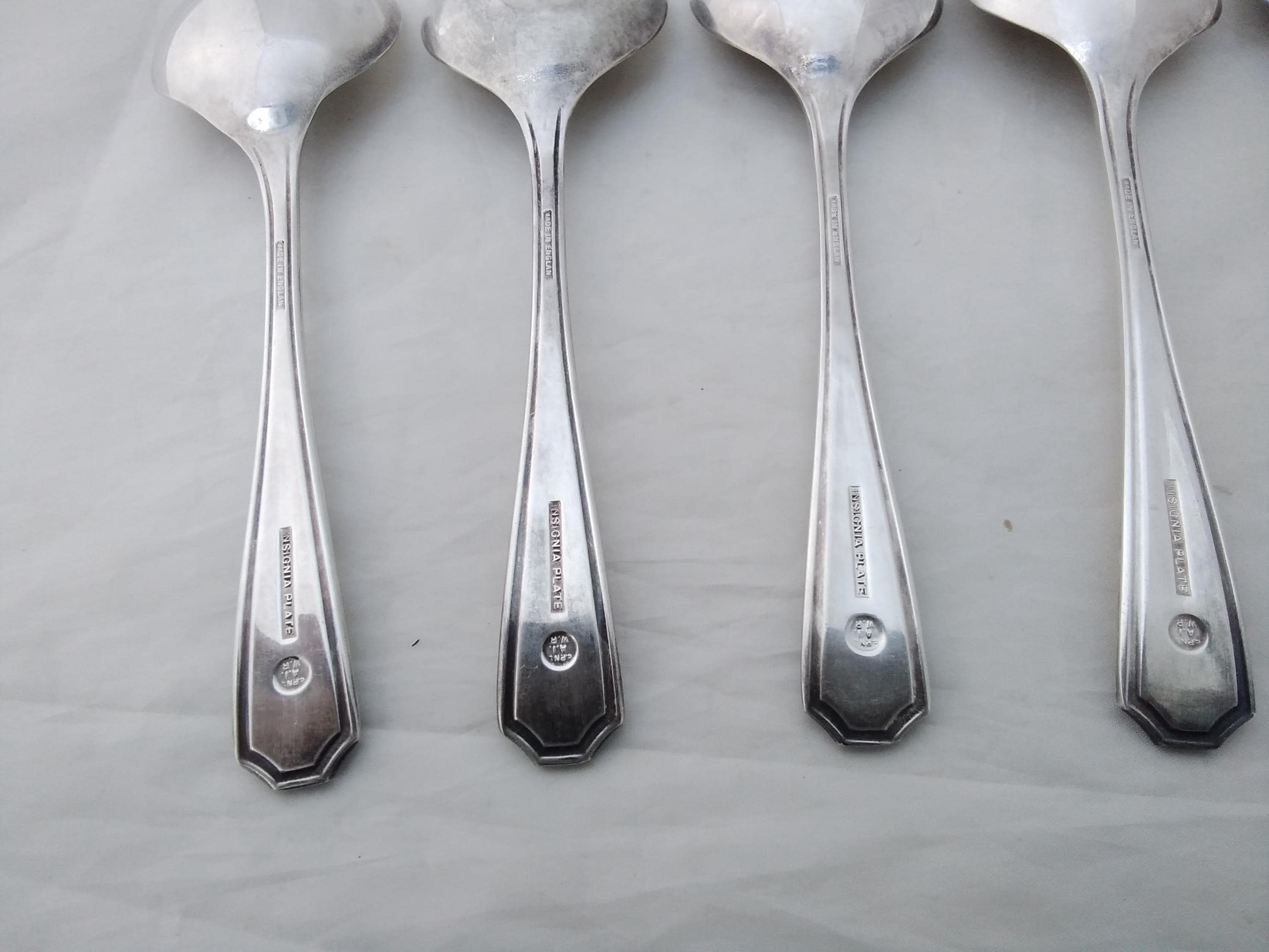 Large Vintage Set of 6 Silver Plated Soup Spoons - 'H' Monogram ...