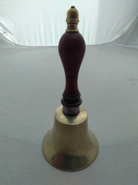 Quality Antique Brass Table Bell With Turned Wooden Handle - Etsy