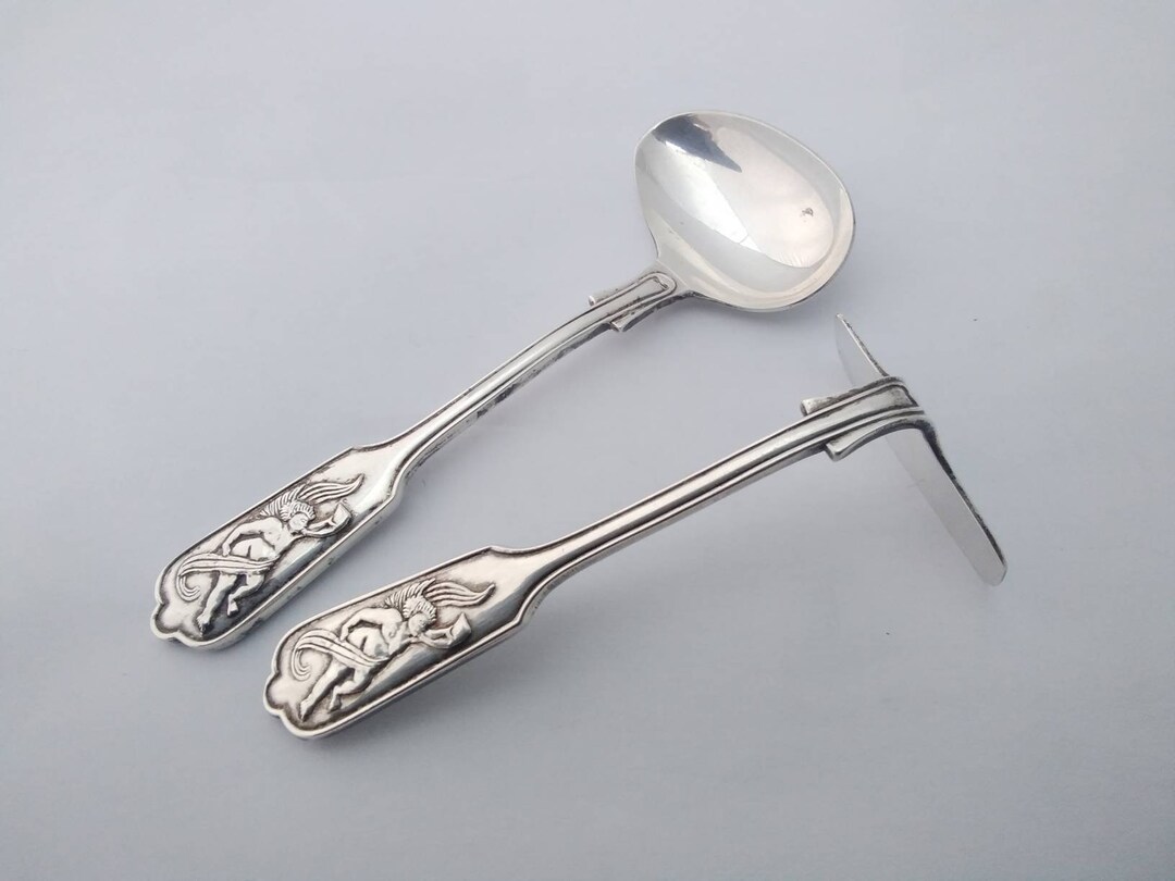 Vintage EPNS Cherub Handled Baby Spoon and Pusher Baby Cutlery - Etsy