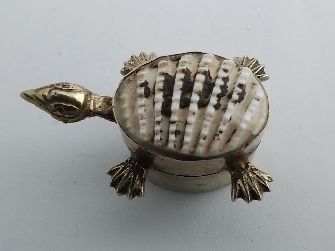 Small Novelty Brass and Tortoise Shaped Trinket Box With Shell Top - Etsy