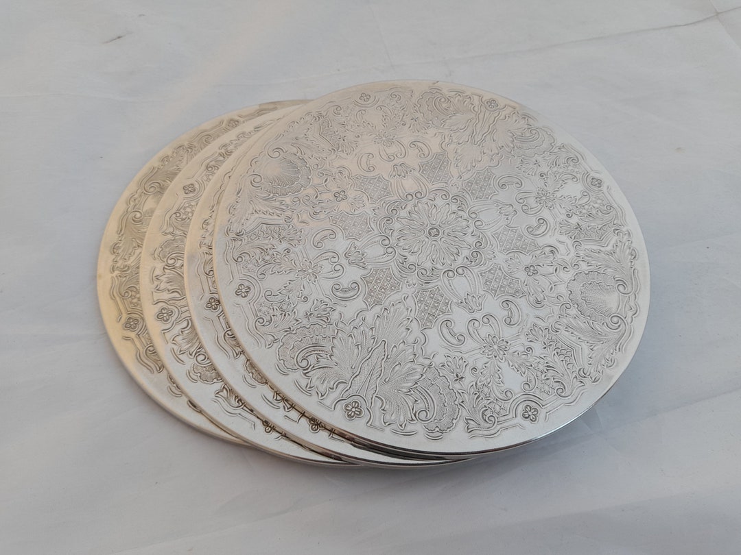 Vintage Set of 4 Decorative Chased Circular Silver Plated Place Mats - Etsy