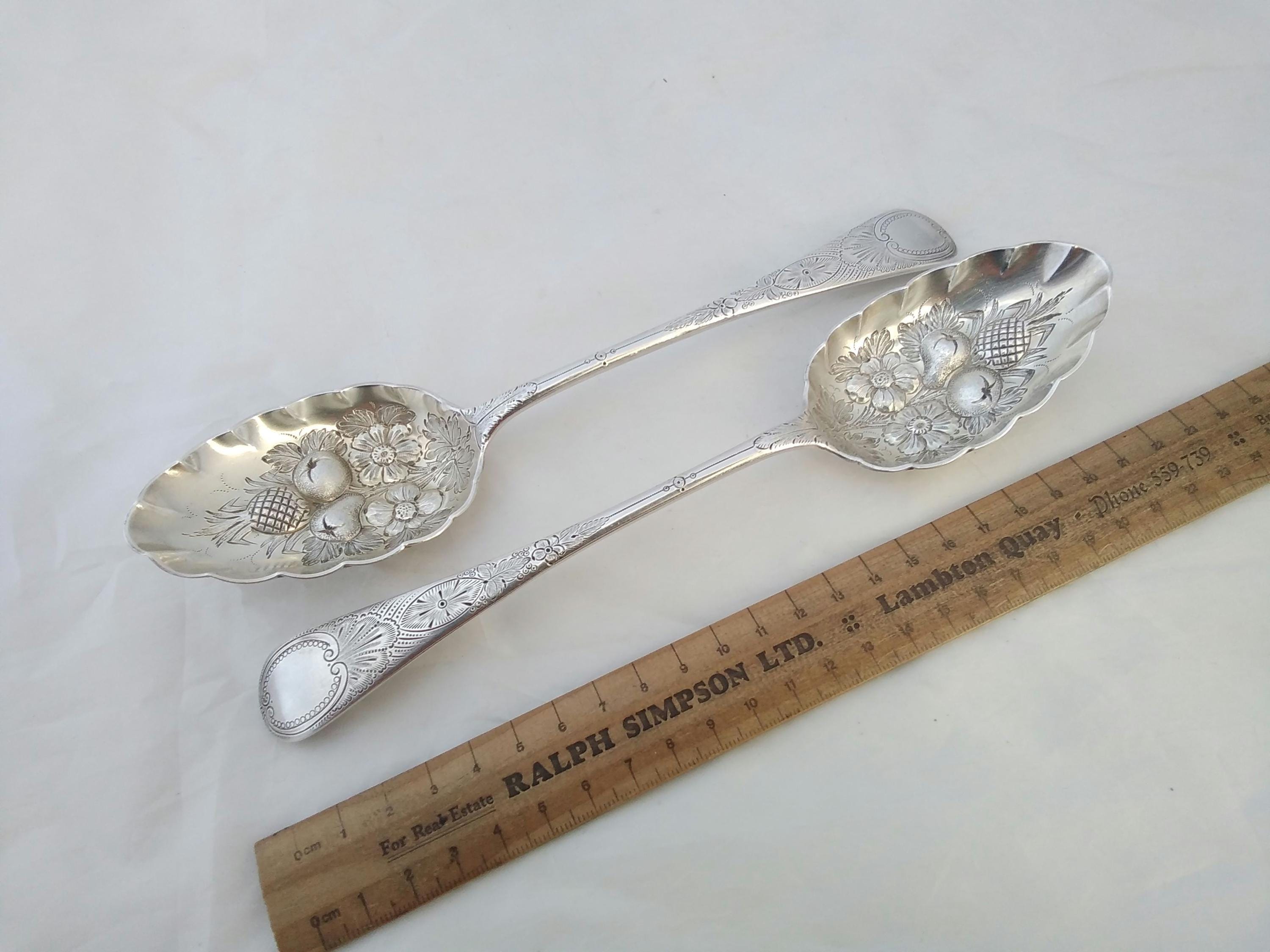 Impressive Large Antique Pair of Decorative Silver Plated Berry Fruit ...