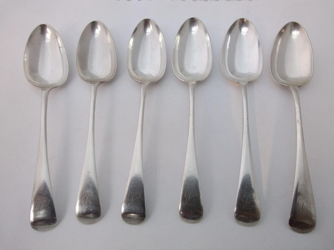 Vintage Set of 6 Old English Pattern Silver Plated Dessert Spoons ...