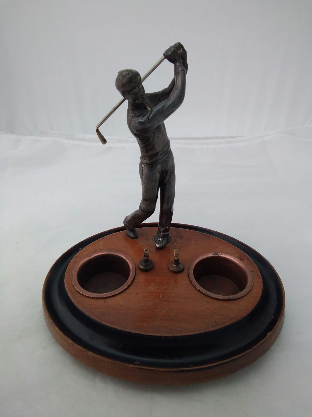 Antique Desk Top Item With Golfer Figure on Wooden Stand - IN&SA - Etsy