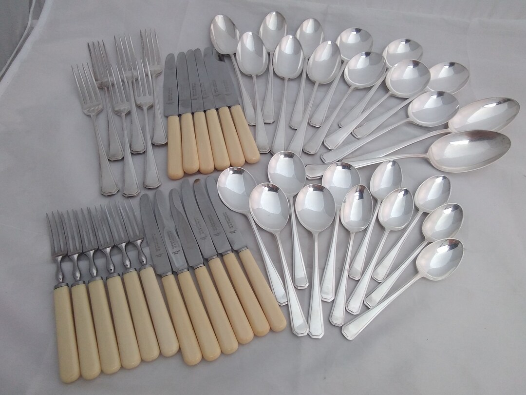 Vintage Silver Plated 49 Piece Grecian Pattern Cutlery Set - C P Walker ...