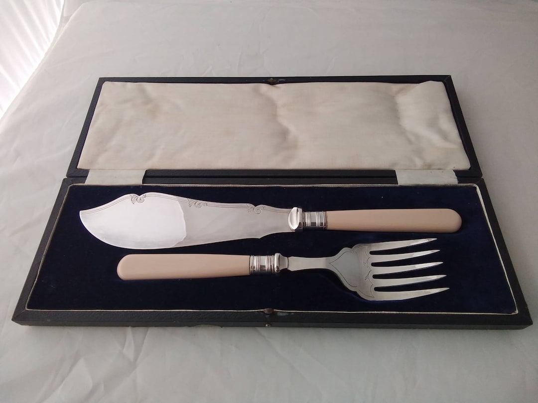 Cased Antique Silver Plated Fish Servers - Cutlery - JS*S EP - Etsy